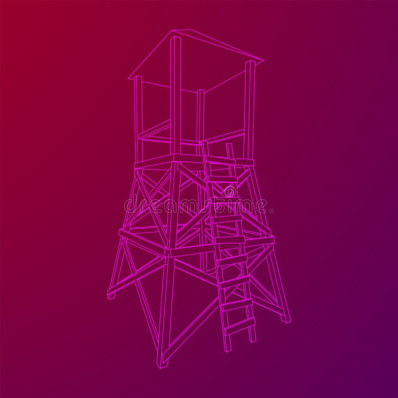 Watchtower or Observation Tower for Hunters. Wireframe Low Poly Mesh ...