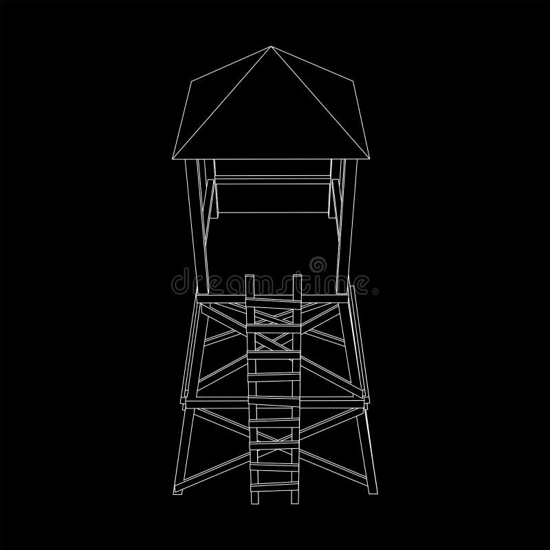 Watchtower or Observation Tower for Hunters. Wireframe Low Poly Mesh ...