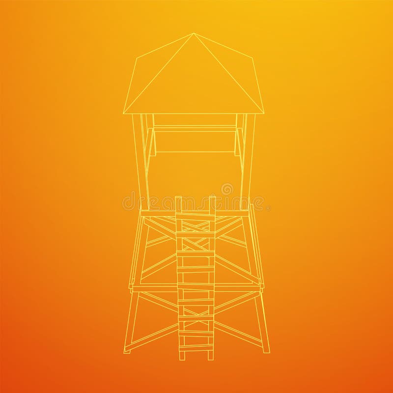Watchtower or Observation Tower for Hunters. Wireframe Low Poly Mesh ...