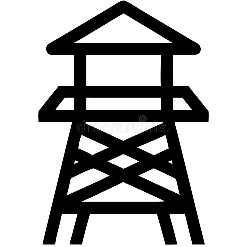Watchtower Silhouette Vector Illustration for Security and Surveillance ...