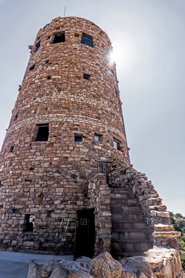 The Watchtower Sits Above the Cliffs of the Grand Canyon. Stock Photo ...