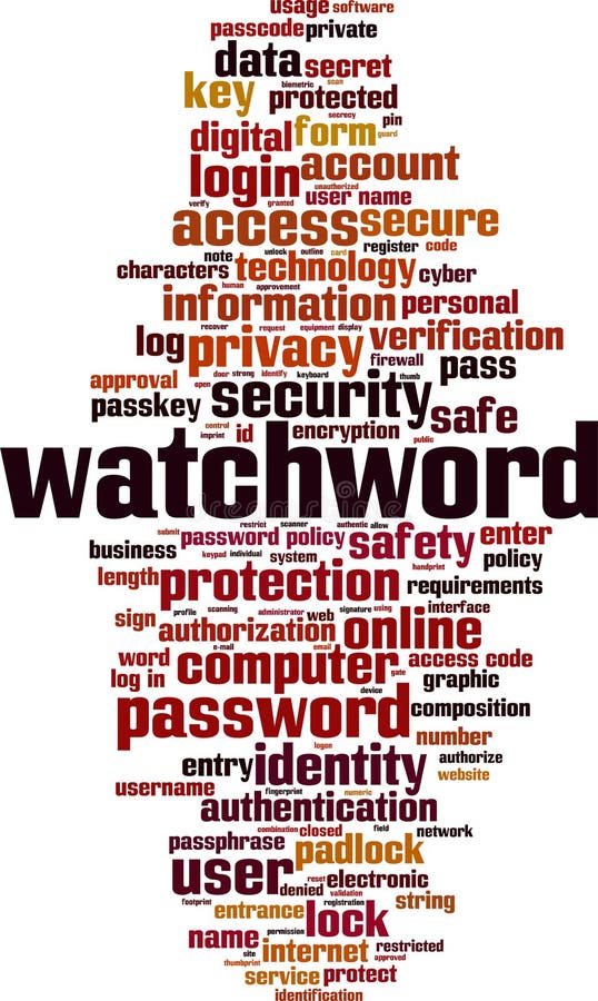 Watchword word cloud stock vector. Illustration of entry - 291528984