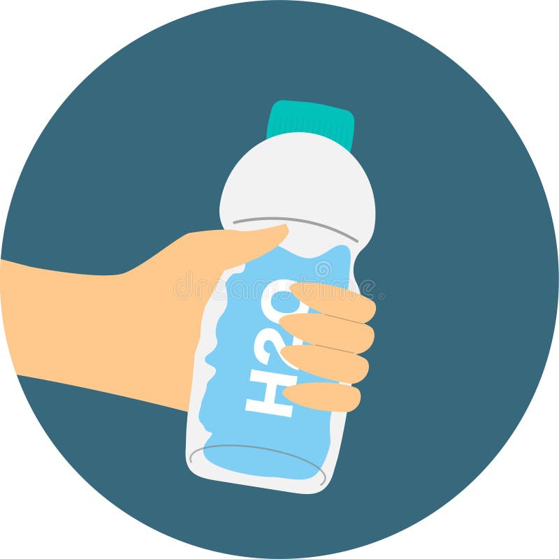 Hand Holding a Bottle of H2O Water Round Vector Stock Photo ...