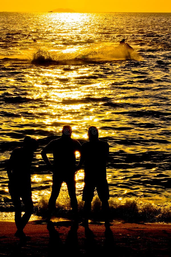 Water Activity in the Sunset Stock Image - Image of jetski, evening ...