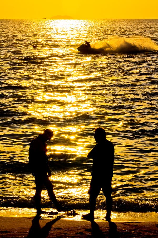 Water Activity in the Sunset Stock Image - Image of boat, fisherman ...