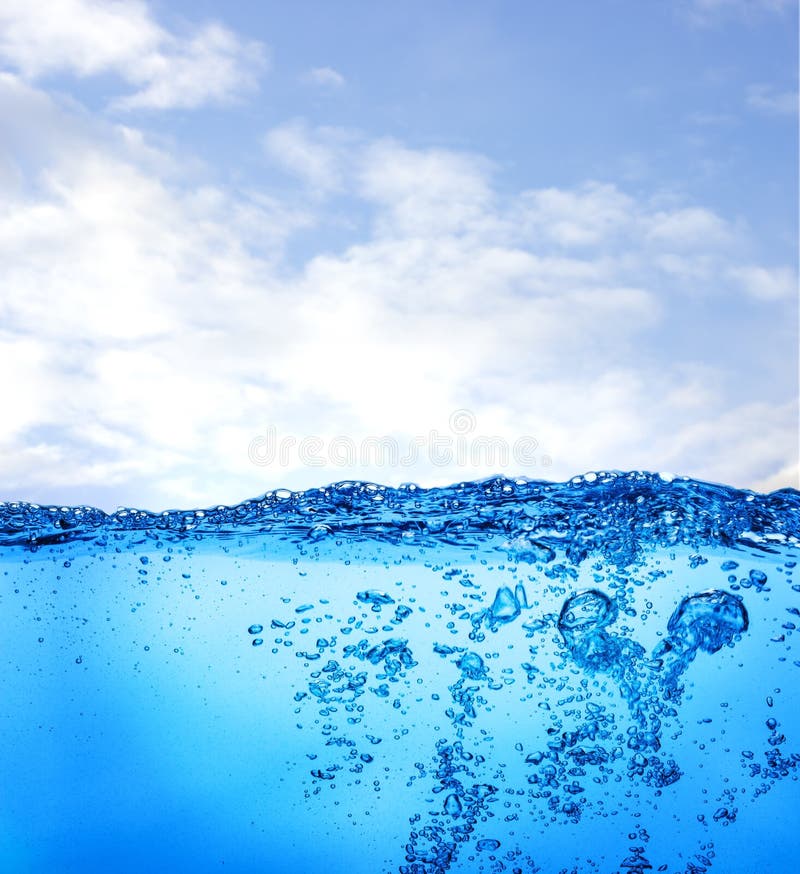 Water and Air Bubbles Over Sky Background Stock Photo - Image of liquid ...