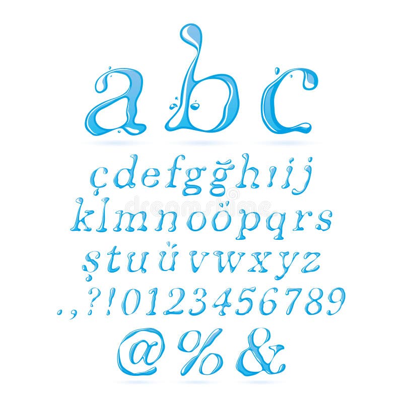 Water Alphabet Lower Case Italic Stock Vector - Illustration of ...