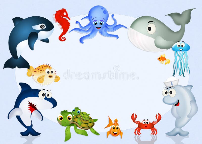 Water animals in the ocean stock illustration. Illustration of anchor ...