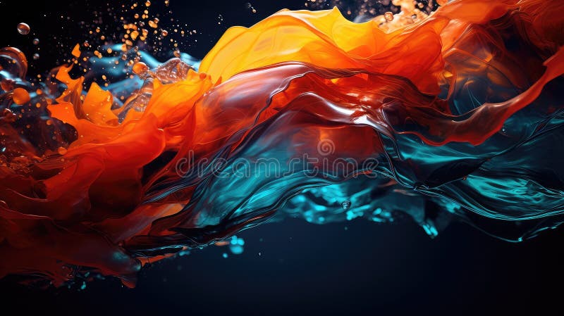 Water Animation : Dark Orange and Azure Style Stock Photo - Image of ...