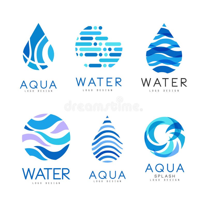 Water and Aqua Logo Design with Blue Splashes and Fluid Wave Shape ...
