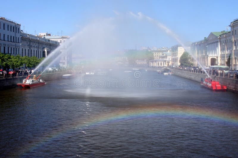 Water Arch and Rainbow Arch Stock Photo - Image of tradition, boat ...