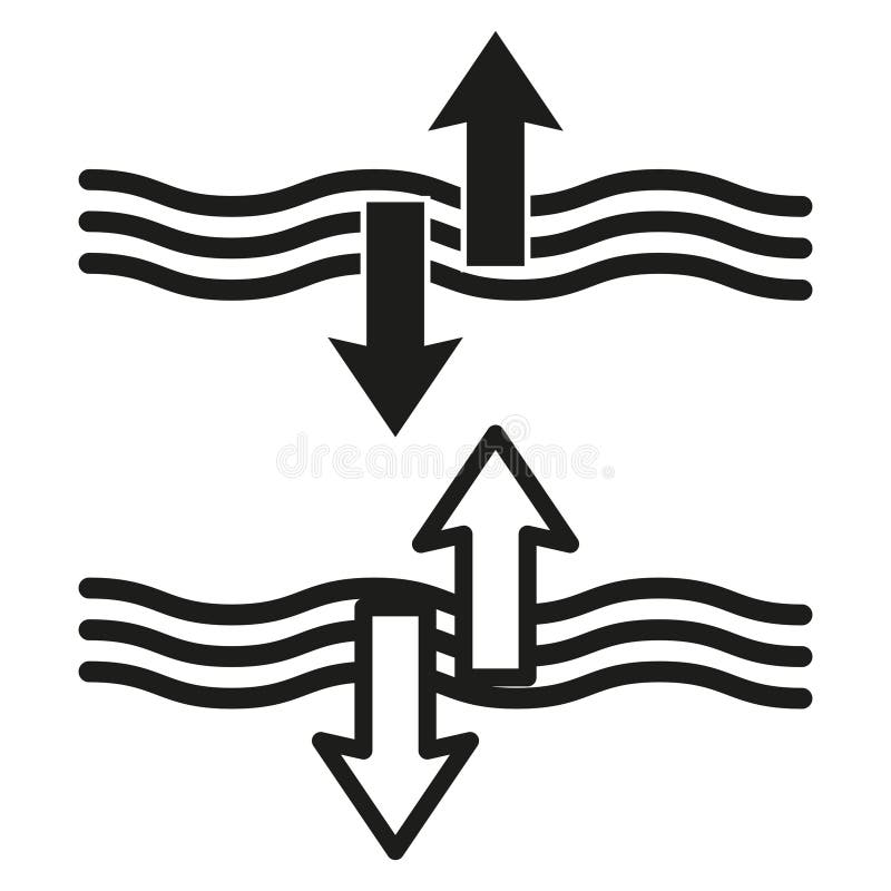 Water Arrow Icon. Up Down Flow. Black Wave Symbol. Vector Direction ...