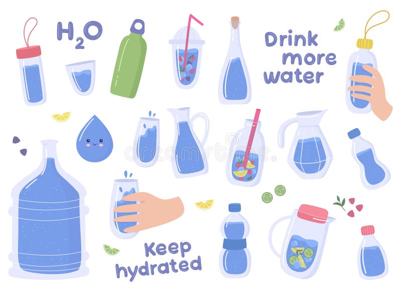Vector Doodle Illustration of a Cute Water Bottles, with a Fun Design ...