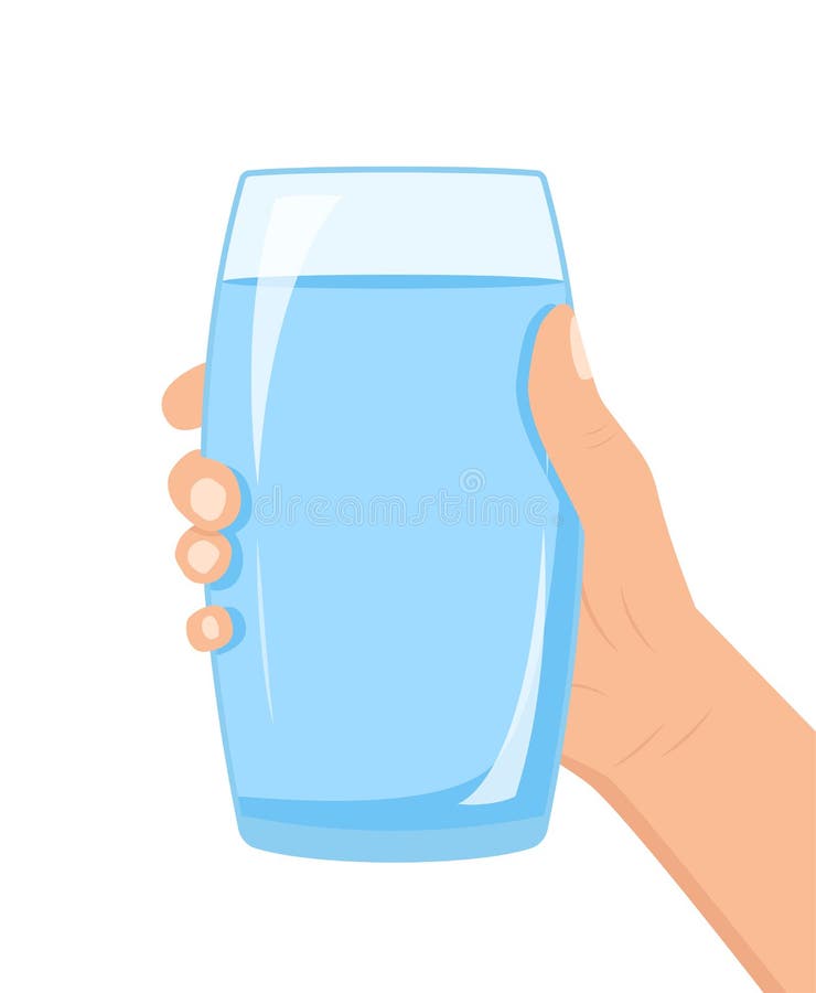 Water Balance Concept. the Hand is Holding a Glass of Water. Vector ...