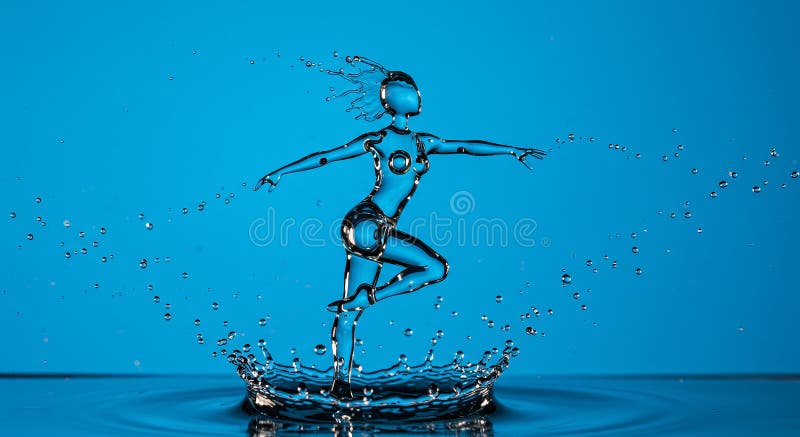 Water Ballet: Dynamic Splash Art Featuring a Dancer-shaped Liquid Form ...