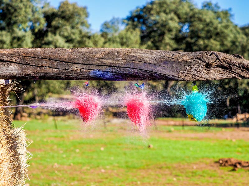 Water Balloon Explosion When Hit By An Arrow Stock Photo - Image of ...