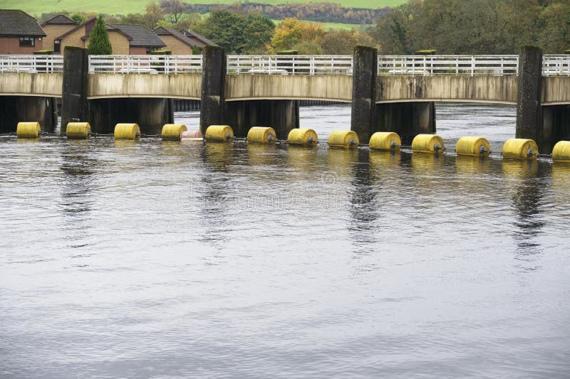 Water Barrier on the River Leven in Dunbartonshire Stock Photo - Image ...