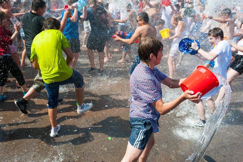 Water Battle flash mob editorial stock image. Image of group - 26018974