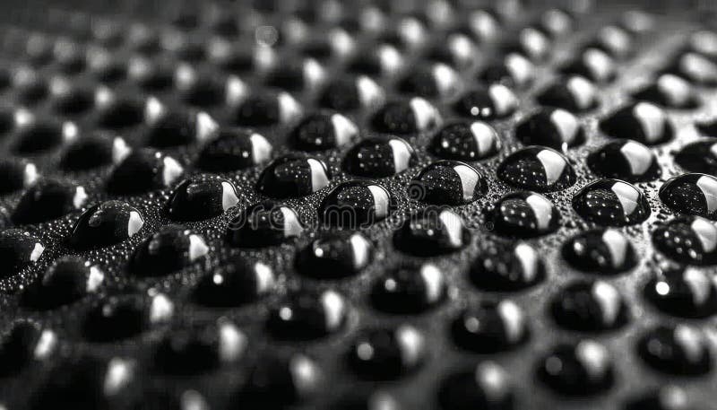 Water Beads on Textured Black Surface, Demonstrating the Hydrophobic ...