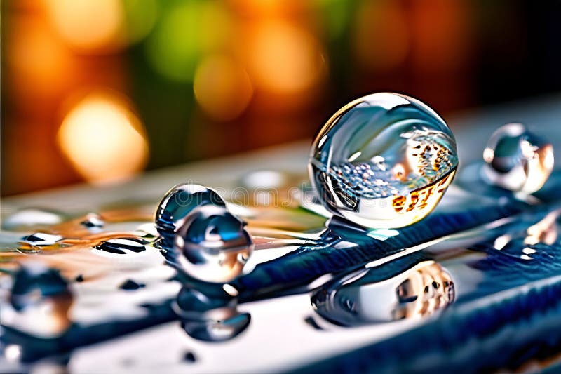 Water Beads on Tile Small Bead Like Droplets Resting on a Glossy Stock ...