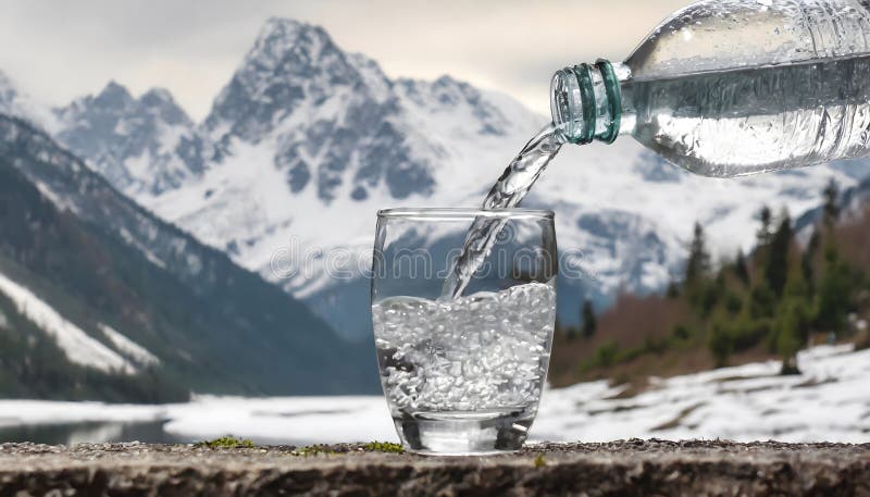 Pouring Water from a Bottle into a Glass. Generative AI Stock Image ...