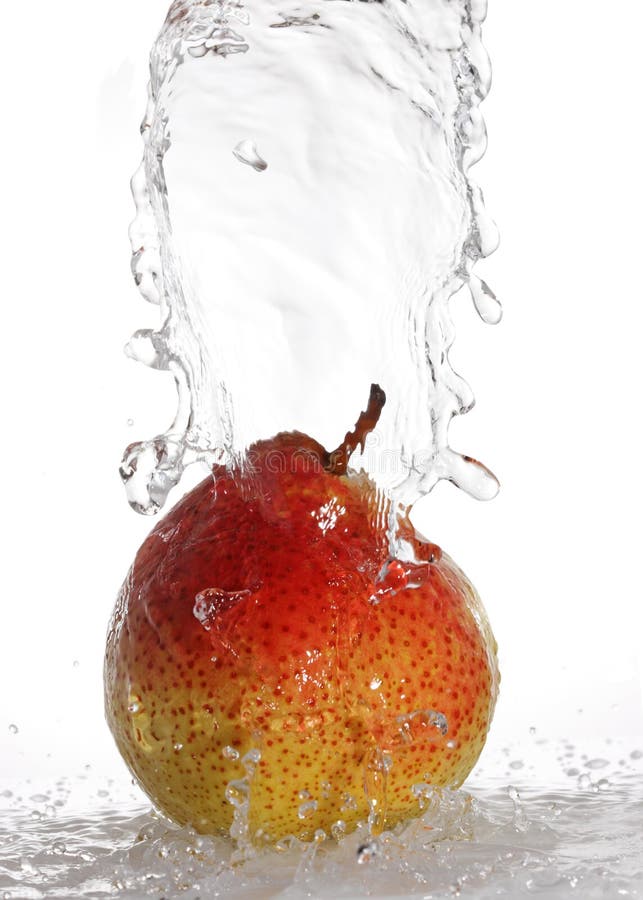 Water Being Poured on a Pear Stock Photo - Image of fresh, drops: 14839034
