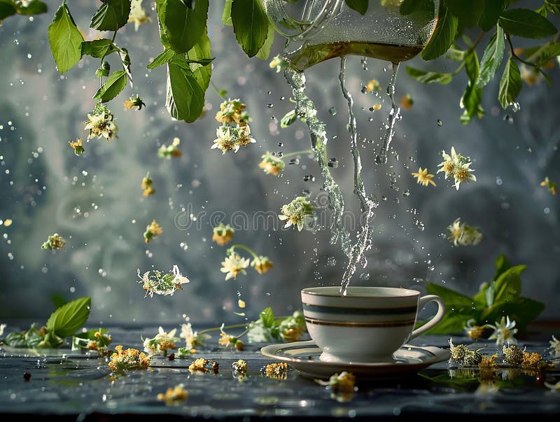 Pouring Water into a Cup of Tea Stock Illustration - Illustration of ...