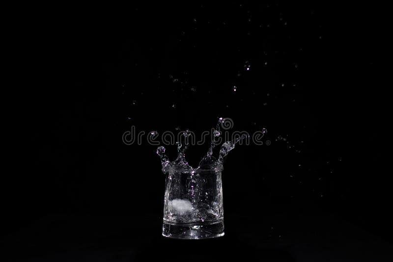 Water Big Splash in the Glass Stock Photo - Image of clear, moment ...