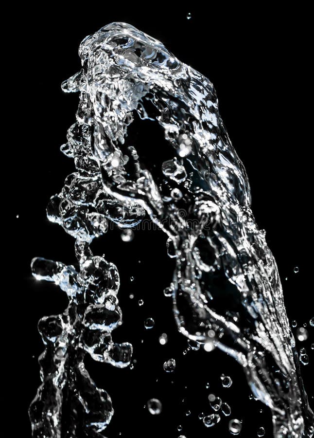 Water on a Black Background Stock Photo - Image of bubble, splash ...
