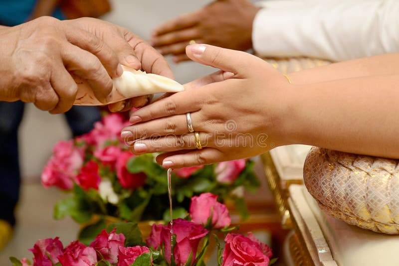 Water blessing ceremony stock image. Image of asian, conch - 39683349
