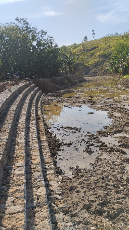 Water block flood barrier stock photo. Image of trail - 257162428