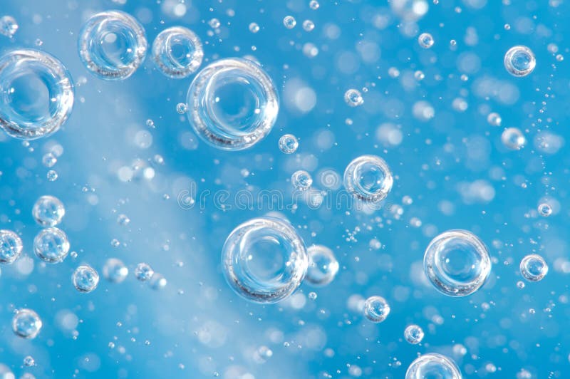 Water Blue Structure. Bubbles of Oxygen Under Water Stock Photo - Image ...