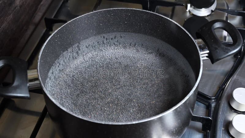 Water Boiling in Glass Pot at Gas Stove Stock Video - Video of cook ...