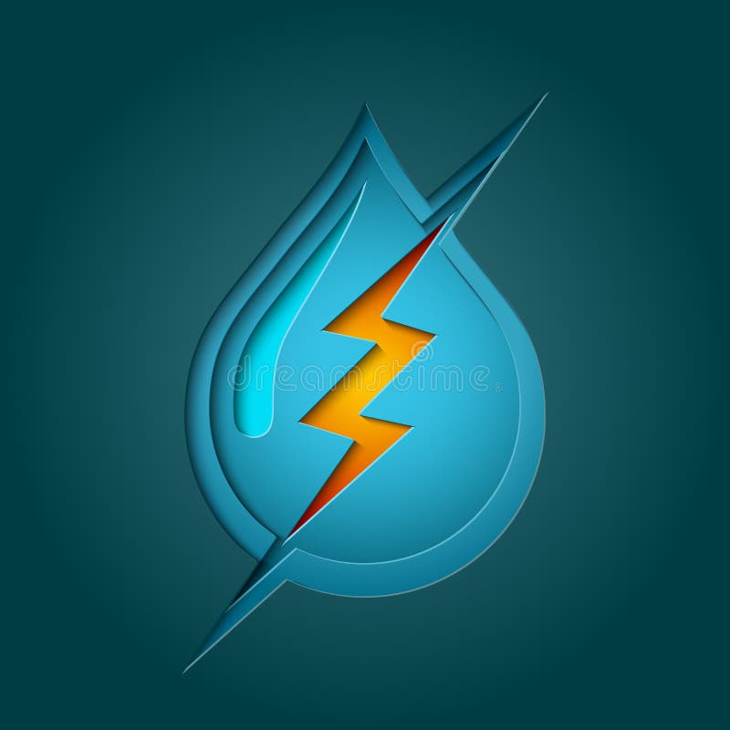Water Bolt Symbol with Multi Layer Deep Paper Cut Style Stock Vector ...