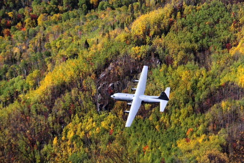 Water Bomber Making Test Run Over Treetops Stock Image - Image of fall ...