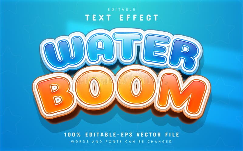 Water Boom Cartoon Style Text Effect Stock Vector - Illustration of ...