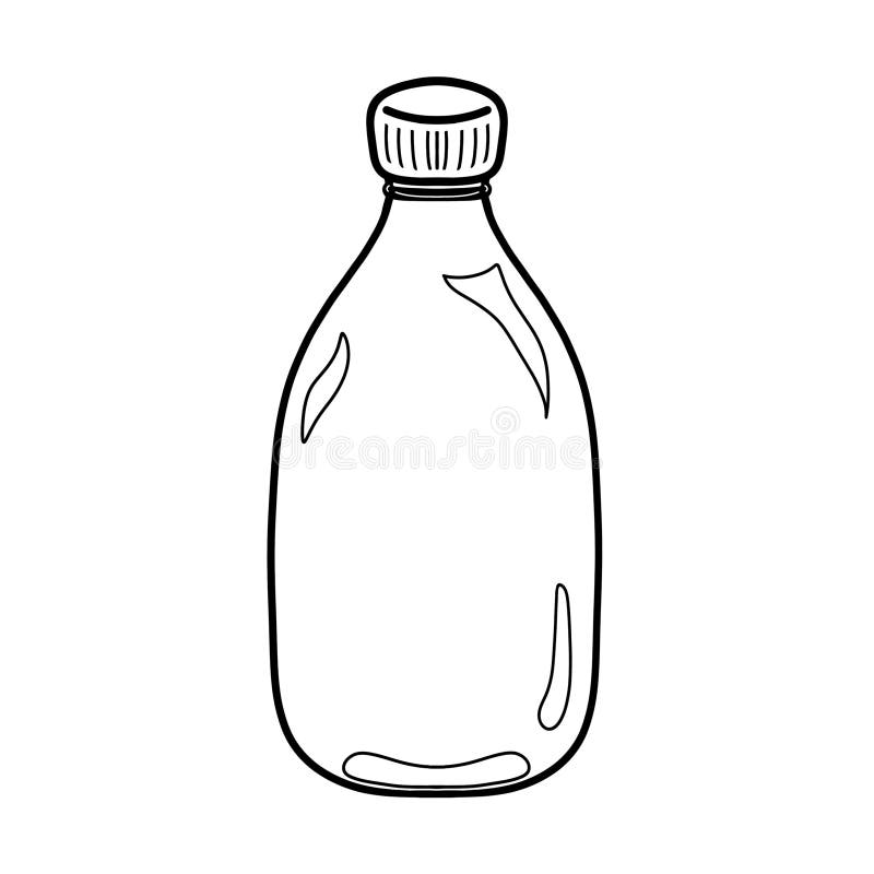 Plastic Bottle Design Isolated, Water Bottle Doodle Outline ...