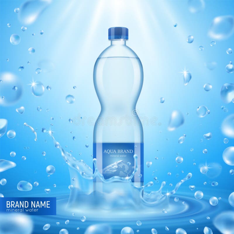 Realistic Mineral Water Bottle Ads Horizontal Poster with Branded ...
