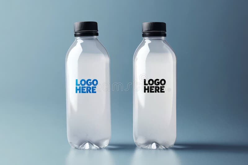 Water Bottle Design Featuring Clear Plastic Bottle with Logo Stock ...