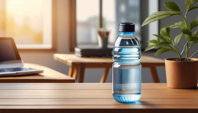 Water Bottle on Desk stock image. Image of office, decor - 341918429