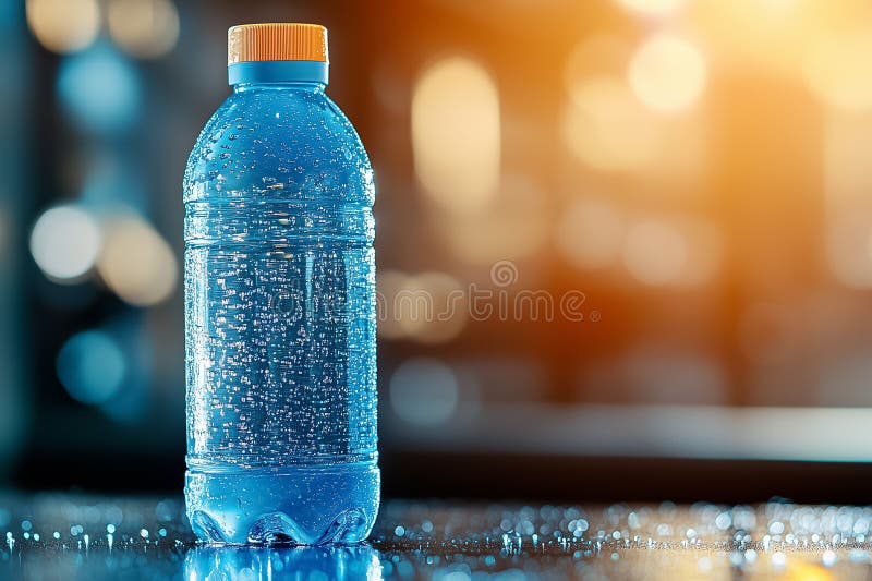 A Water Bottle Drips on a Workout Bench, Marking a Refreshing Pause ...