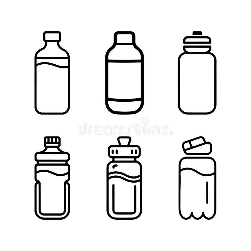 Water Bottle Flask Line Art Vector Illustration. Stock Illustration ...