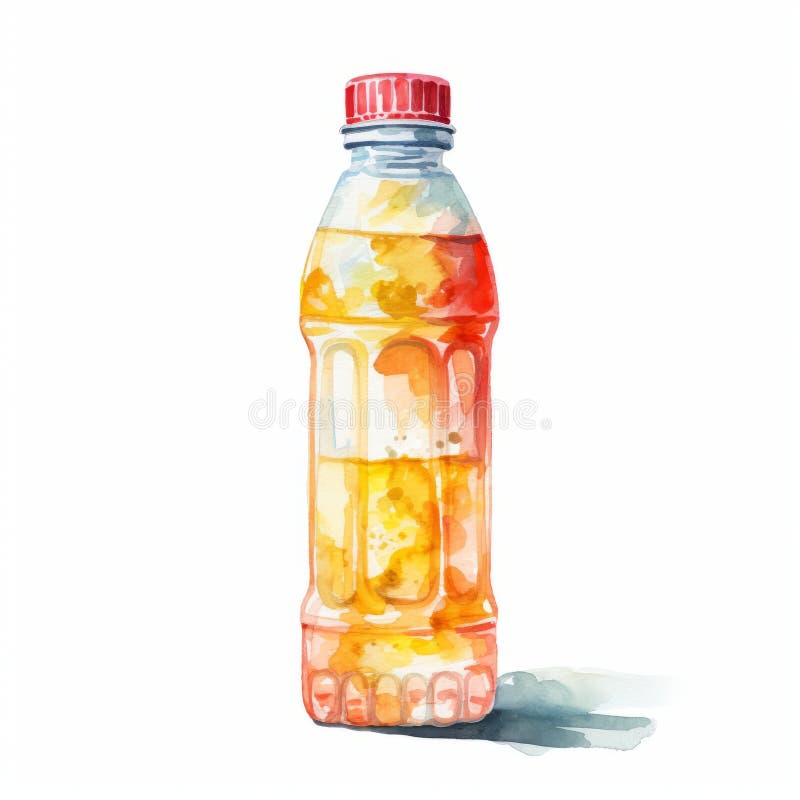 Watercolor Illustration of a Strawberry Sports Drink Stock Illustration ...