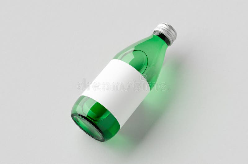 Water Bottle Mockup with a Blank Label. Green Glass Stock Photo - Image ...