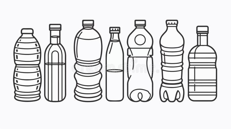 Water Bottle Outline Icons Vector Illustration Stock Vector ...