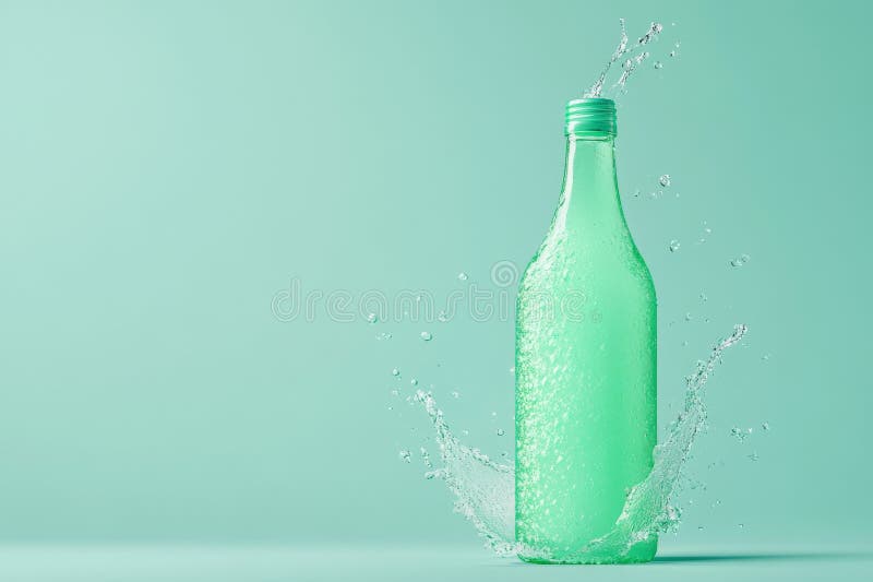 A Water Bottle Produces Ripples in a Cool Blue Liquid Set Against a ...