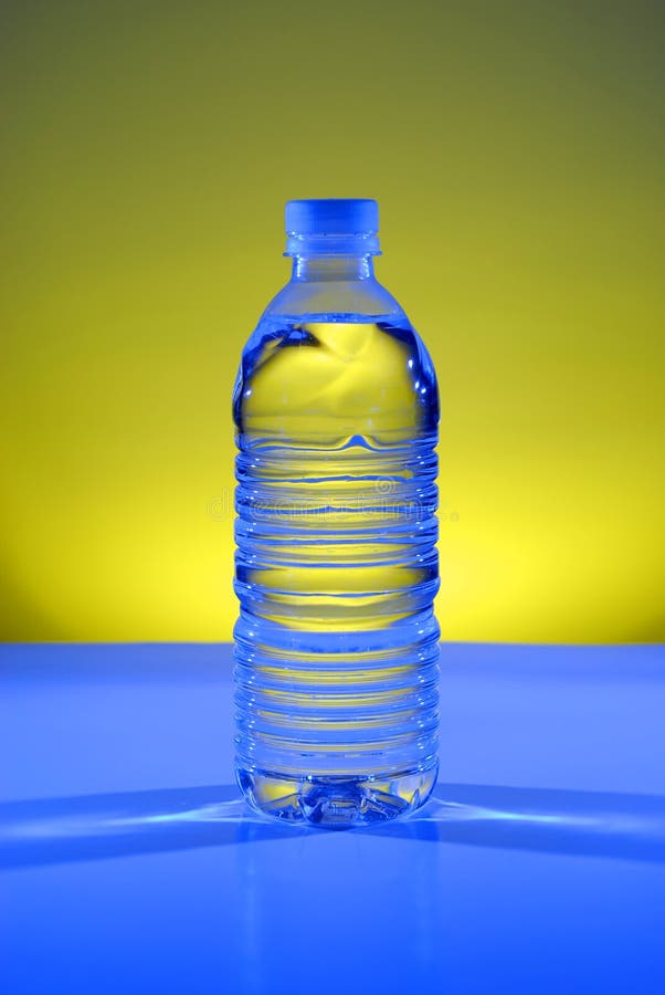 Water Bottle for Refreshing Cool Drinks Blue and Yellow Light Stock ...