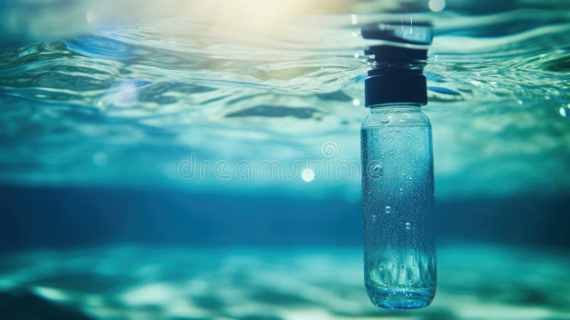 Bottle of Water Floating in the Ocean Stock Image - Image of crisis ...