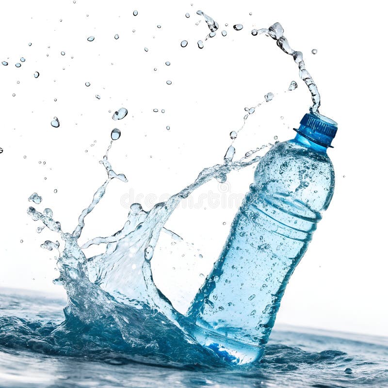 Water Bottle with Splash Isolated on White Background Stock ...