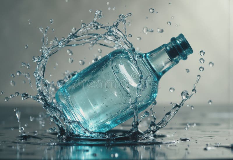 Water Bottle Splashing in Clear Water, Showcasing Freshness and ...